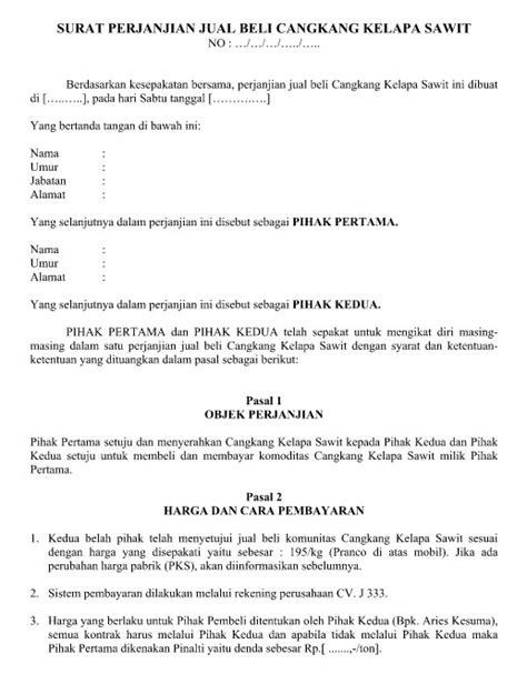 Contoh Surat Perjanjian Pajakan Tanah Sawit