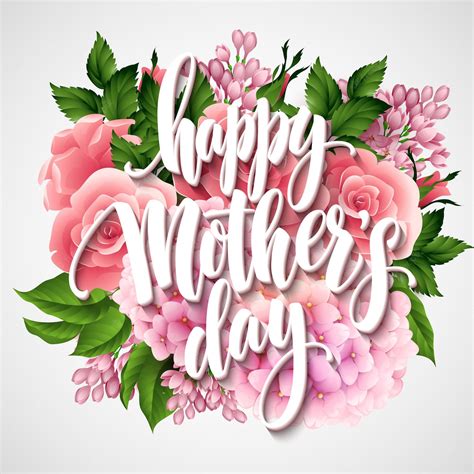 Free Vector Happy Mothers Day Lettering Card Greetimng Card With Flower