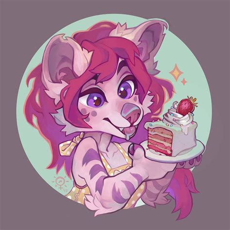 A Drawing Of A Cat Holding A Piece Of Cake With A Strawberry On The Top
