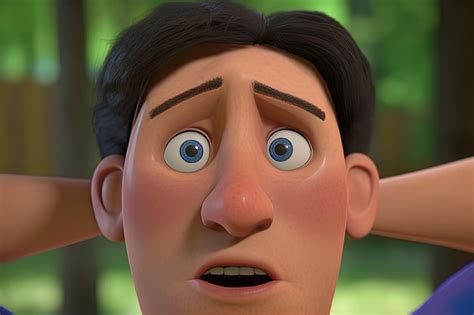 Ilustración 3d de un hombre de dibujos animados con una expresión