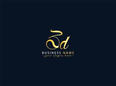 Stylish Zd Calligraphy Logo Creative Zd Logo Letter Vector Image