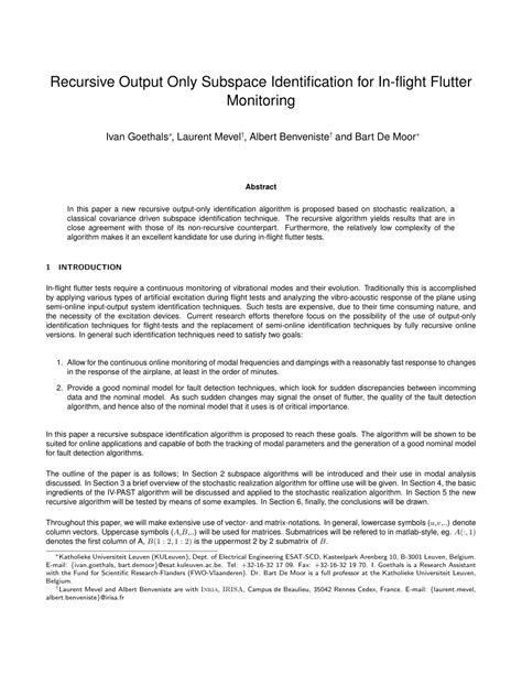 pdf recursive output only subspace identification for in flight flutter