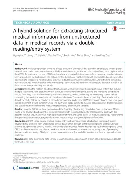 pdf a hybrid solution for extracting structured medical information from unstructured data in