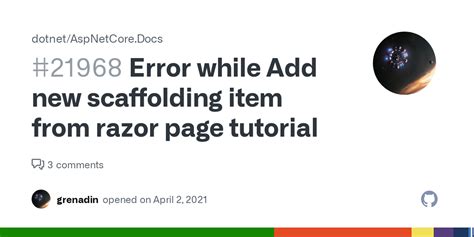 error while add new scaffolding item from razor page tutorial · issue 21968 · dotnet aspnetcore