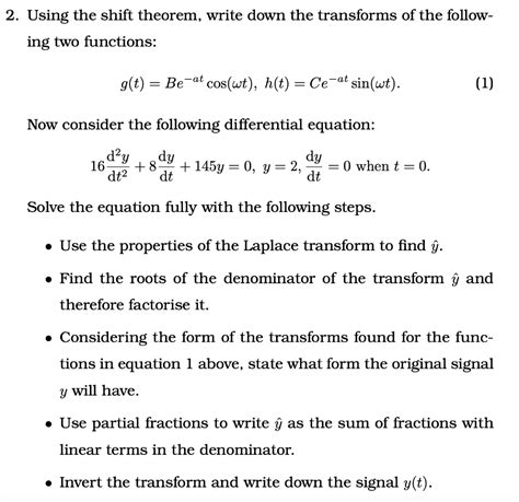 solved 2 using the shift theorem write down the transforms