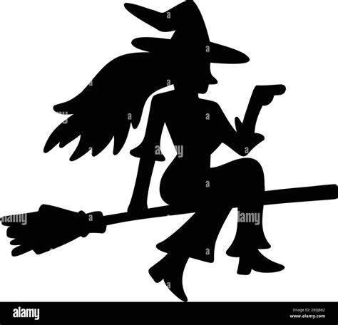 Hand Drawn Witch Riding A Broom Illustration Isolated On Background Stock Vector Image And Art Alamy