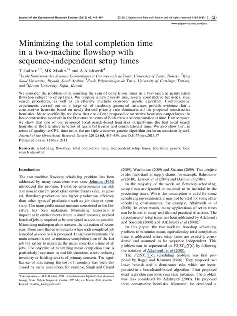 pdf minimizing total completion time in a two machine flow shop with deteriorating jobs t c