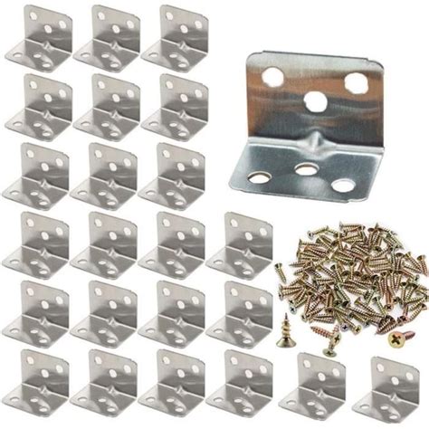 24 Pièces Support Coin Querre Fixation Angle Droit Équerre Acier