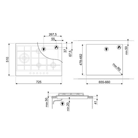 ENCIMERA DE COCCIÓN SMEG PX375LMB MATT BLACK 72 5 CM FAB Appliances