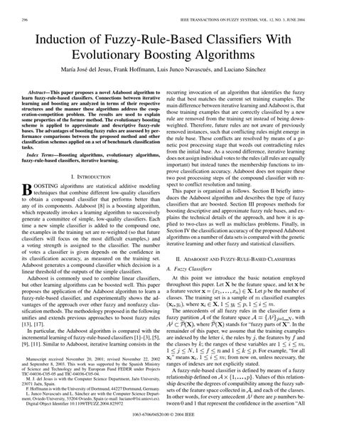 pdf induction of fuzzy rule based classifiers with evolutionary boosting algorithms