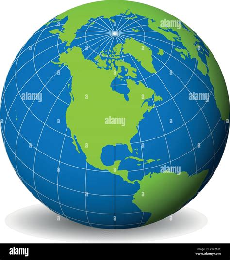 Globo terráqueo con mapa del mundo verde y mares azules y océanos
