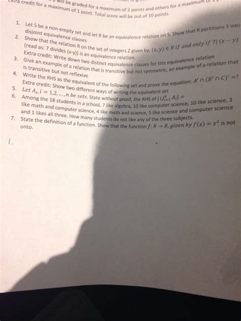 solved let s be a non empty set and let r be an equivalence