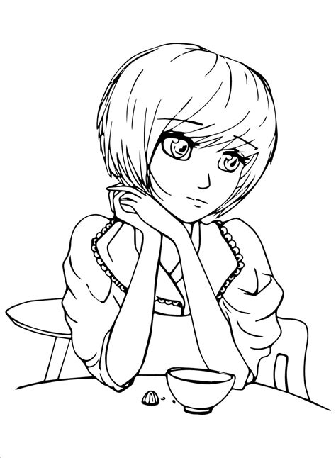 Coloriage Adolescente Heureuse télécharger et imprimer gratuit sur