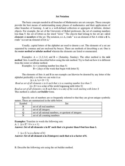 set notation pdf set mathematics numbers