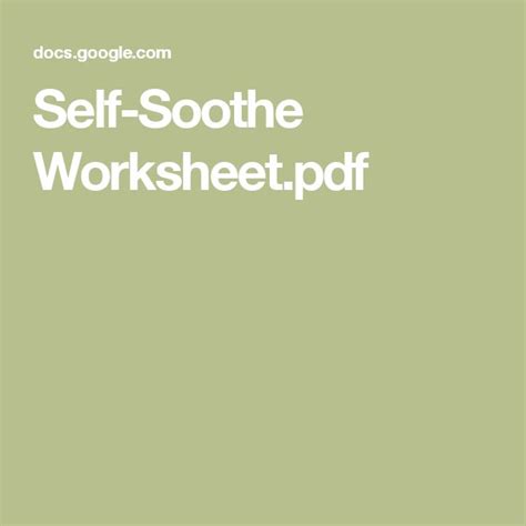 Self Soothe Worksheet Pdf Dbt Therapy Self Soothe