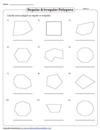 Regular And Irregular Polygons Worksheets
