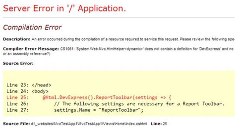 Asp Net Mvc Mvc Getting Error While Trying To Add A New Report