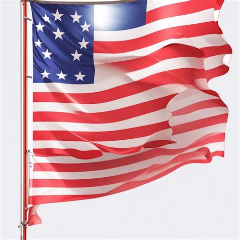 Bandera De Los Estados Unidos Ondeando En El Viento Fondo Blanco Imagen