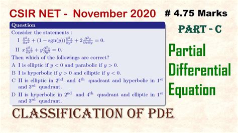 csir net 26 november 2020 partial differential equation part c classification of pde