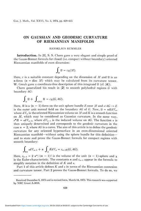 pdf on gaussian and geodesic curvature of riemannian manifolds
