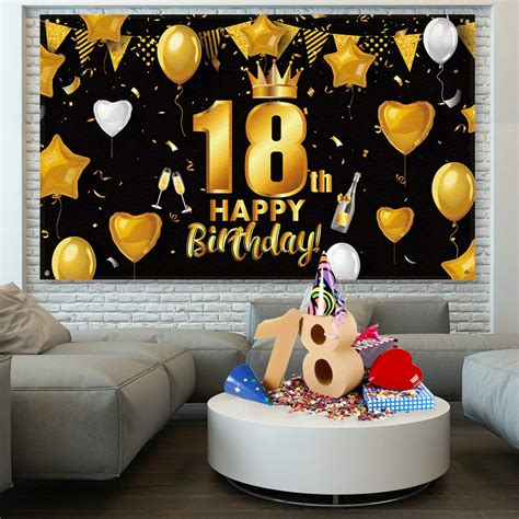 Buy Th Birthday Black Gold Party Decoration Large Fabric Black Gold