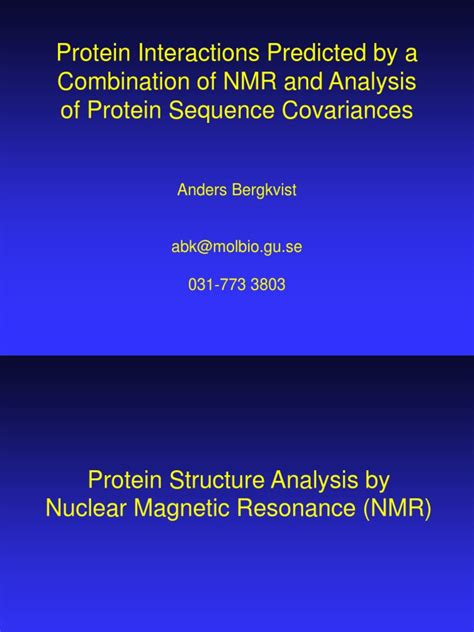 protein interactions predicted by a combination of nmr and analysis of protein sequence