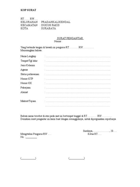 Detail Surat Pengantar Dari Rt Koleksi Nomer