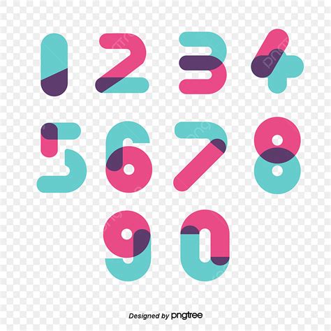 Colorful Numbers Clipart Transparent Background Geometric Color