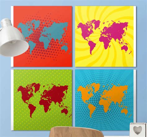 Quadro Decorativo Mapa Mundi Arte Pop TenStickers