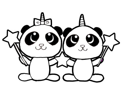 Kleurplaat Panda Eenhoorn Desenhos Kawaii Kawaii Desenhos Images And