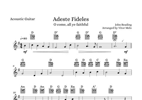 Adeste Fideles O Come All Ye Faithful Solo Guitar Arr Vitor Melo
