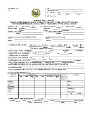Fillable Online Dep Wv UIC Well Work Permit Application WV Department