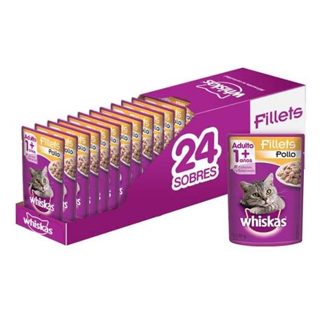 Whiskas Alimento Húmedo Para Gato Adulto Pollo 24 sobres x 85 g
