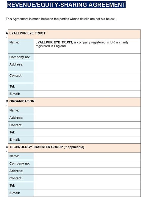 Cost Sharing Agreement Template