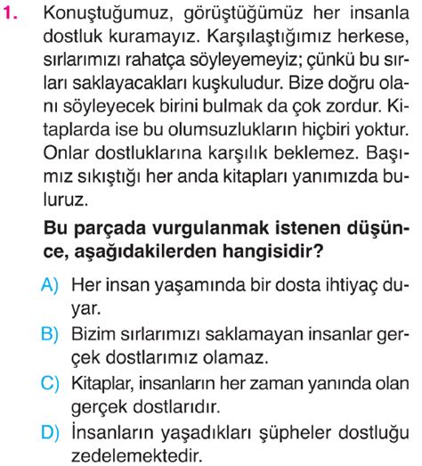 Online Test Çöz 5 Sınıf Türkçe Paragrafta Anlam 2 Testi Çöz