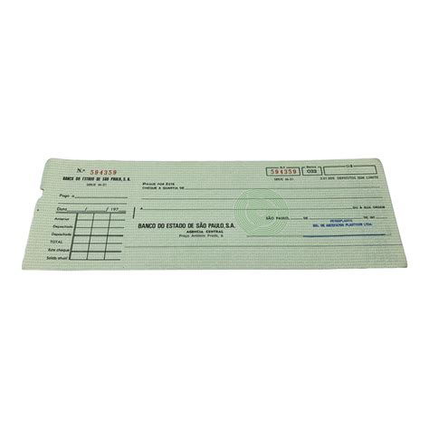 Folha de Cheque do Banco do Estado de São Paulo S A