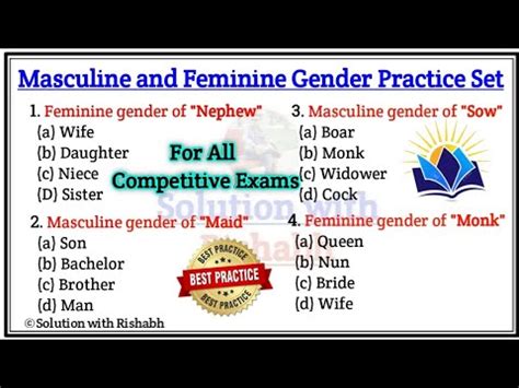 Masculine And Feminine Gender Practice Set Masculine Feminine