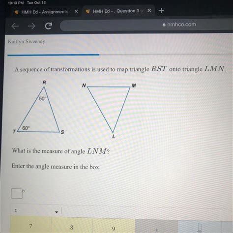 a sequence of transformations is used to map triangle rst onto triangle lmn please help