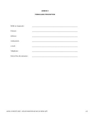 Remplissable En Ligne Annexe 2 Form D Inscription Faxer Email Imprimer