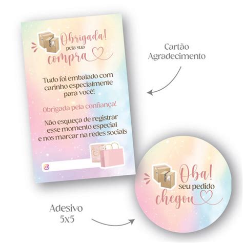 Kit Empreendedor Cartões De Agradecimento Adesivos Bella Ideia