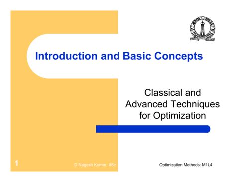 lesson 4 slides classical and advanced techniques for optimization