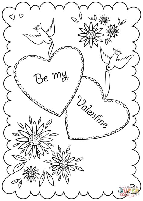 Coloring Page Printable Valentines Day Cards To Color