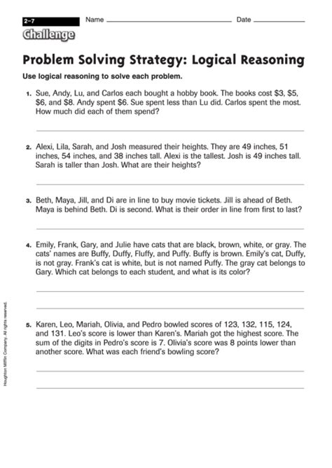 arithmetic reasoning practice worksheet