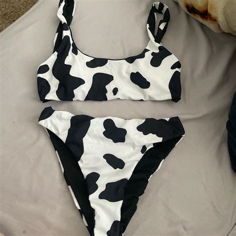 Cow Print Bikini Set Depop