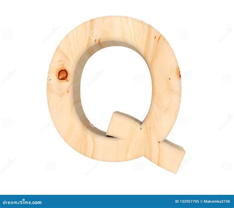D Decorative Wooden Alphabet Capital Letter Q Stock Illustration