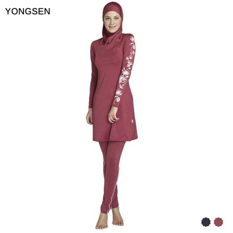 Yongsen Maillot De Bain Islamique Pour Femmes Grande Taille Imprim