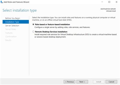 installing active directory domain services in server manage introserv