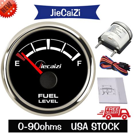 Jiecaizi Black Fuel Level Gauge Ohms For Car Truck Marine Blue Led