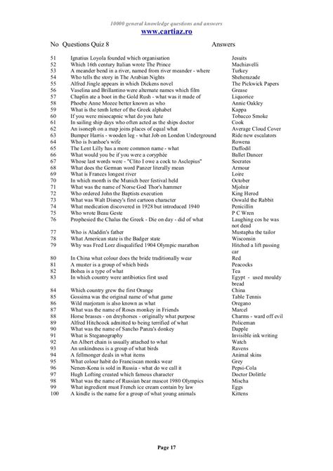 10000 General Knowledge Quiz Questions Answers Artofit