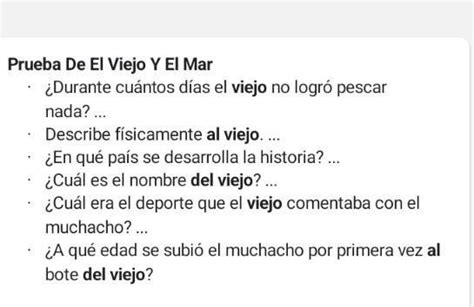 AYUDAAAAAAAAA Preguntas De A B C D El Viejo Y El Mar Por Favor